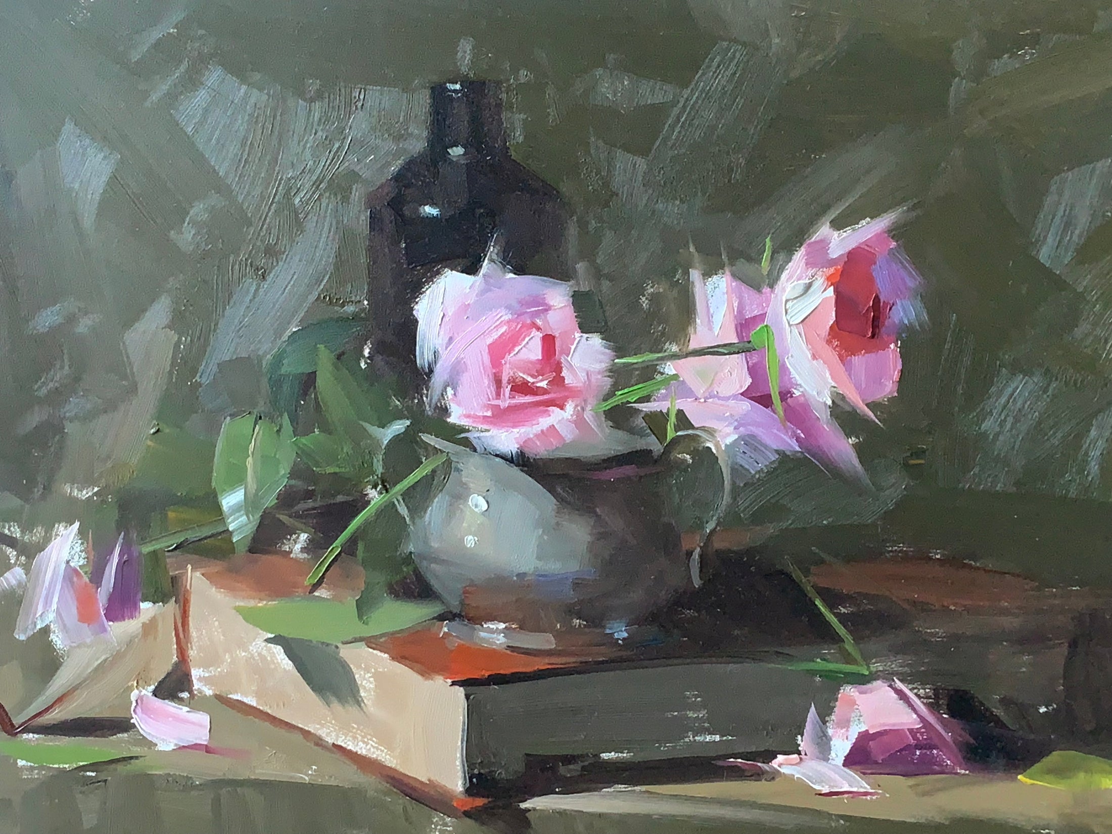 Original signed Qiang Huang painting – SAD ROSETTA